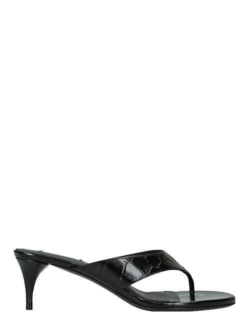 AZZEDINE ALAIA Infra 55 Croc-effect Leather Heeled Sandals - Black