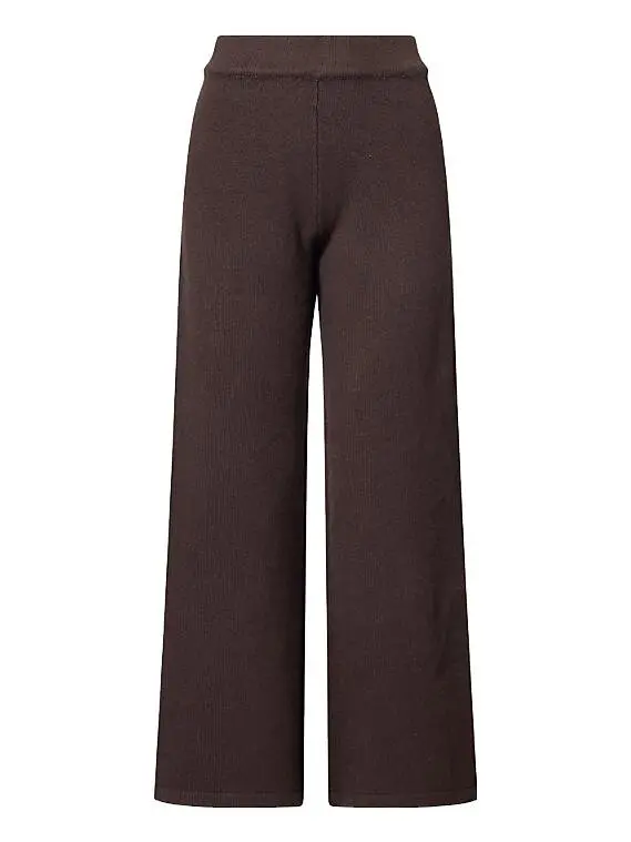 ADANOLA Logo-embroidered Wide-leg Knitted Jogging Bottoms - Coffee Bean