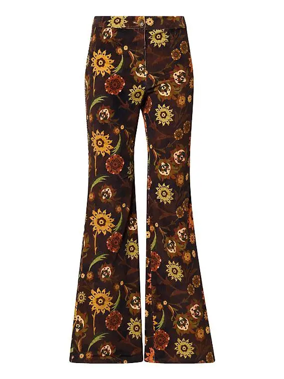 SIEDRES Isla Floral-pattern Corduroy Trousers - Multi