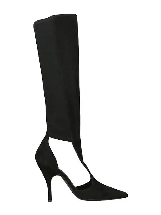 AZZEDINE ALAIA Cut-out Suede Heeled Knee-high Boots - Black