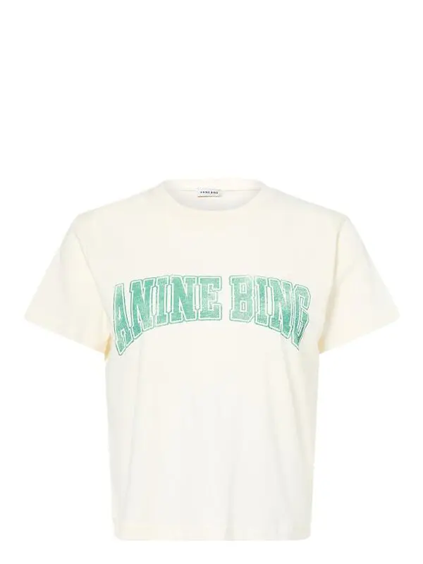 ANINE BING Shelley Logo-print Cotton T-shirt - Ecru