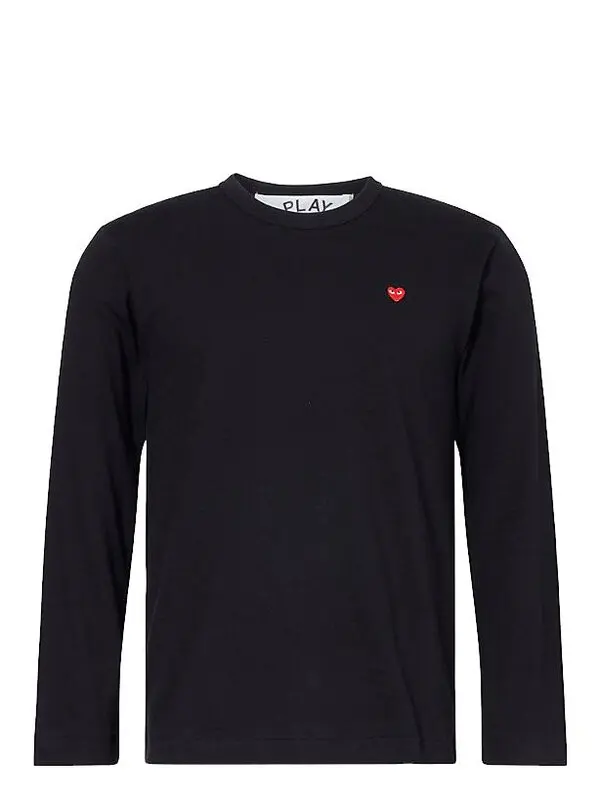 Play Comme Des Garcon Heart Motif-logo Long-sleeve Cotton T-shirt - Black