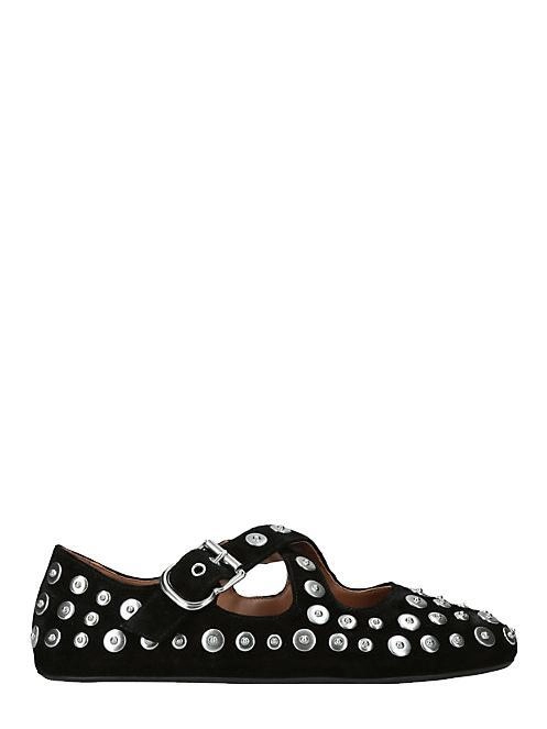 Alaïa Criss Cross Stud-embellished Suede Ballet Flats - Blk/other