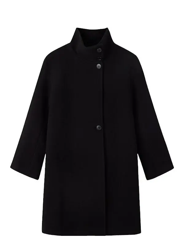 Whistles Funnel-neck Cocoon-fit Wool-blend Coat - Black