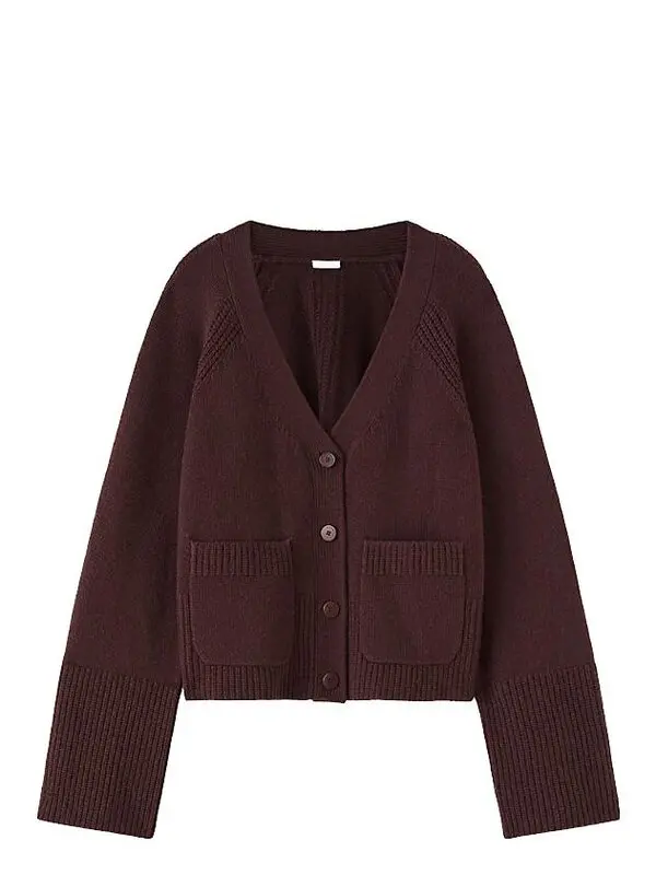 JOSEPH Harper V-neck Cashmere Cardigan - Mahogany