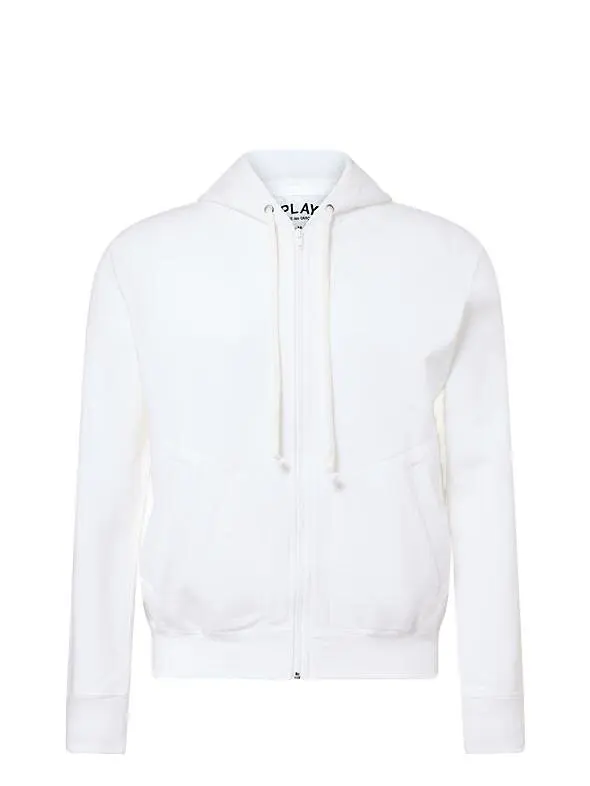 Play Comme Des Garcon Zip-up Heart-motif Back Jersey Hoody Xxl - White