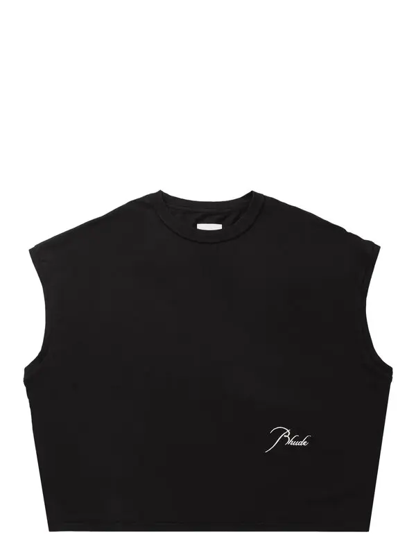 Rhude Classique Cutoff Sleeve Top - Black