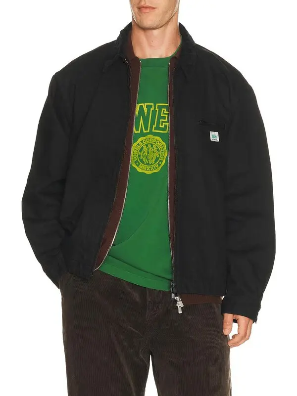 VOWELS Garment Dyed Zip Up Jacket - Black