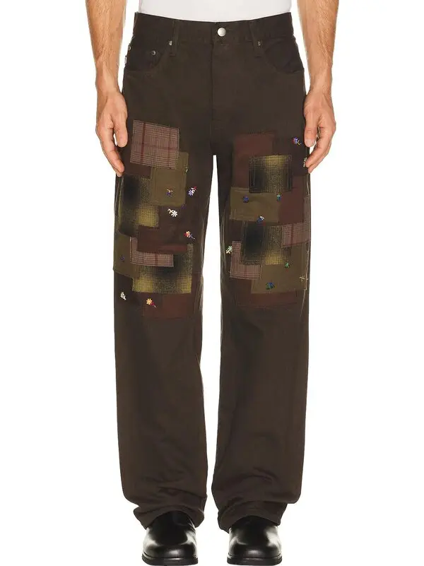 VOWELS Straight Denim Jeans - Patchwork