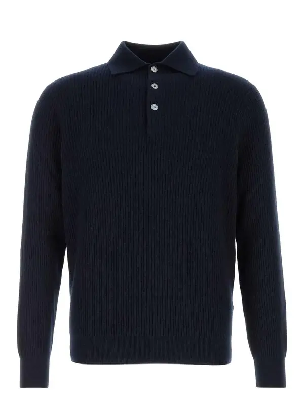 Fedeli Midnight Wool-cashmere Polo Shirt - Blue