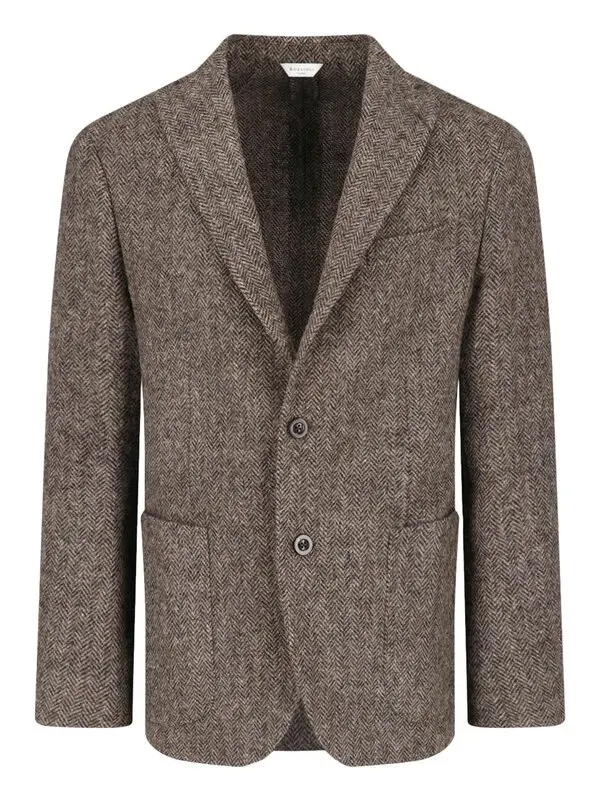 Boglioli Wool Herringbone Blazer - Brown