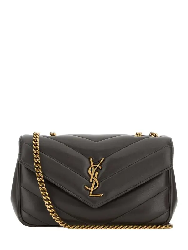 Saint Laurent 24cm X 14cm X 6cm Small Loulou Leather Shoulder Handbag - Grey