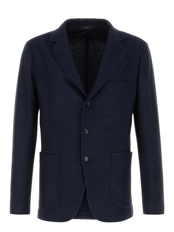 Brioni Midnight Silk & Cashmere Blazer - Blue