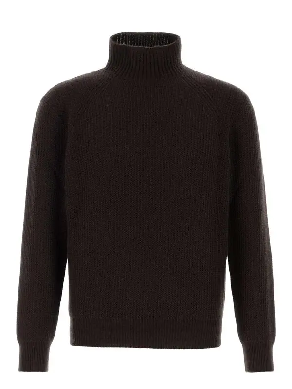 Brioni Cashmere Sweater In Dark - Brown