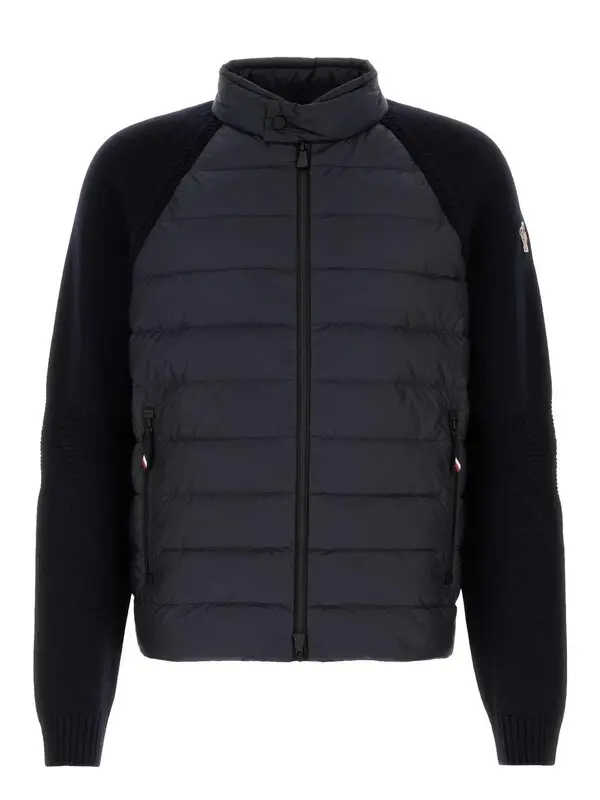 Moncler Midnight Wool-blend Knit Jacket For - Blue
