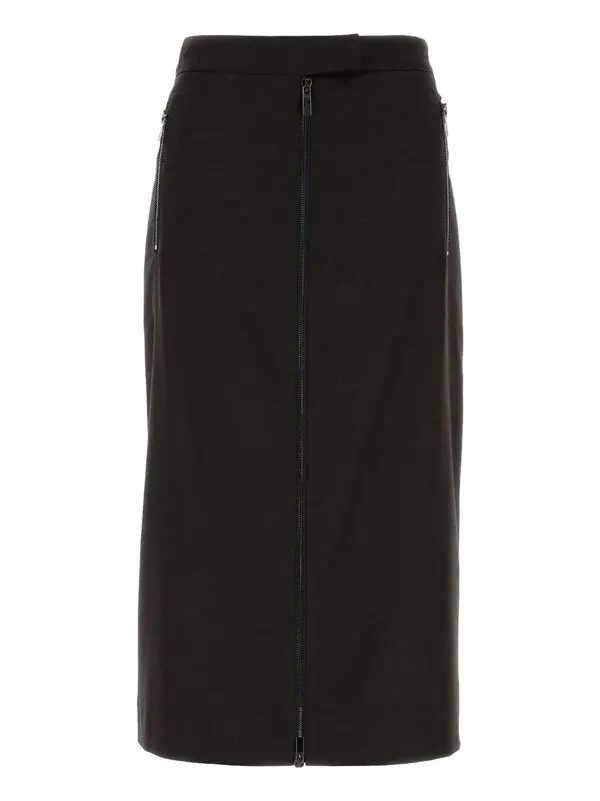 LE SULLY STUDIO Dark Stretch Flannel Mini Skirt For - Brown