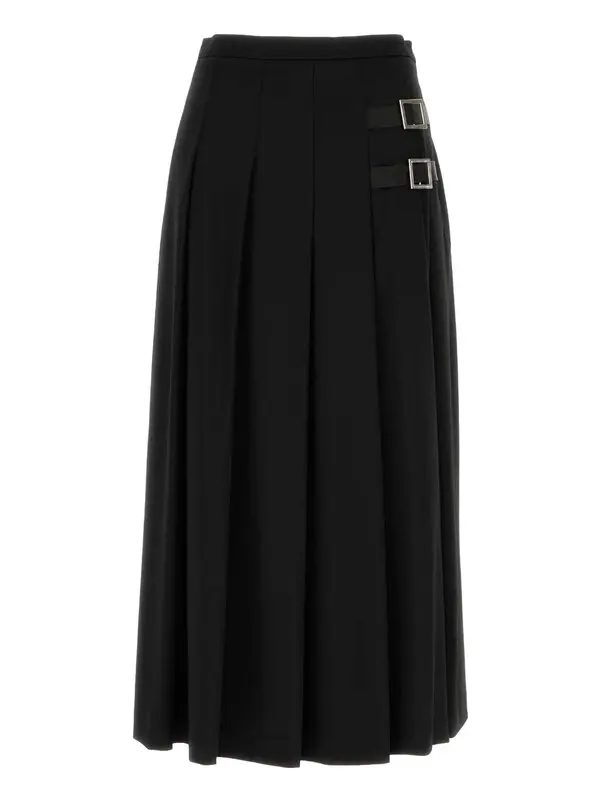 LE SULLY STUDIO Stretch Wool Blend Mini Skirt - Black