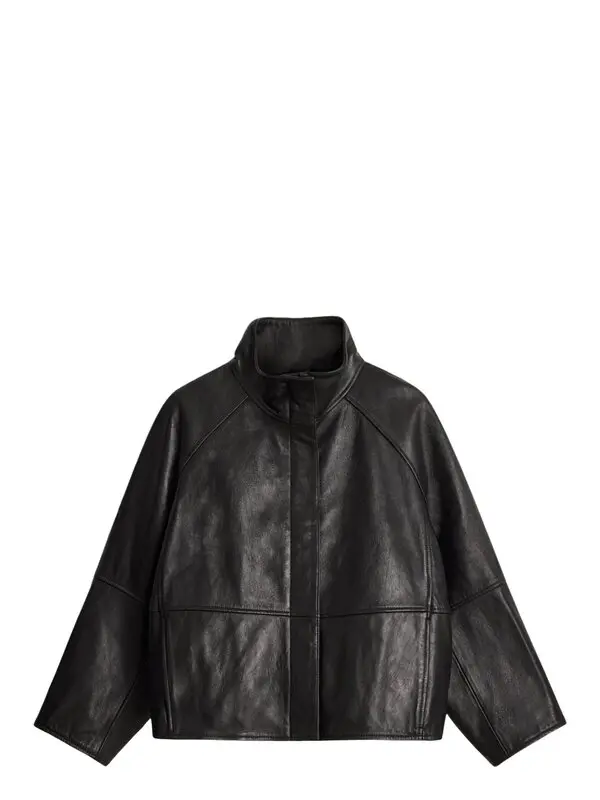 Soeur Lambskin Leather Coat - Black