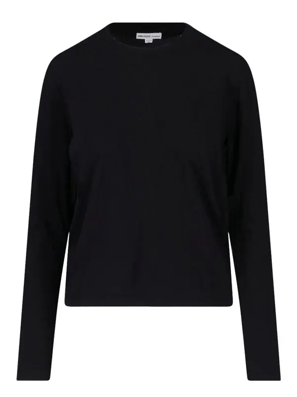 JAMES PERSE Long Sleeve Crewneck Top - Black