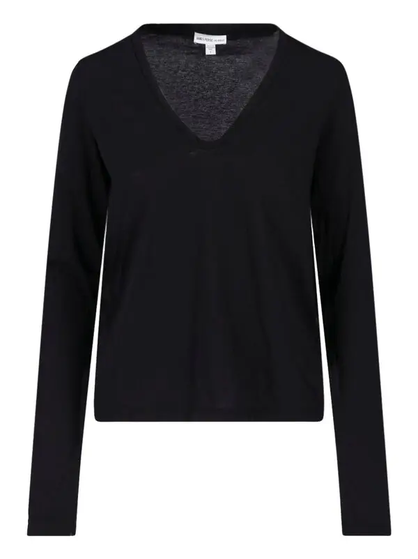 JAMES PERSE Long Sleeve V-neck T-shirt - Black