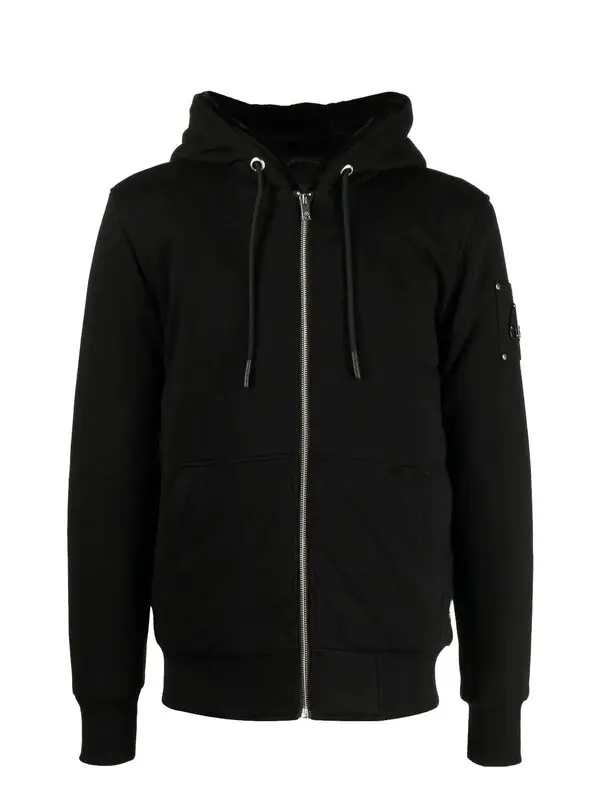 Moose Knuckles Hooded Cotton Sweatshirt With Faux Fur Lined Removable Liner, Drawcord And Gunmetal Logo - Nero