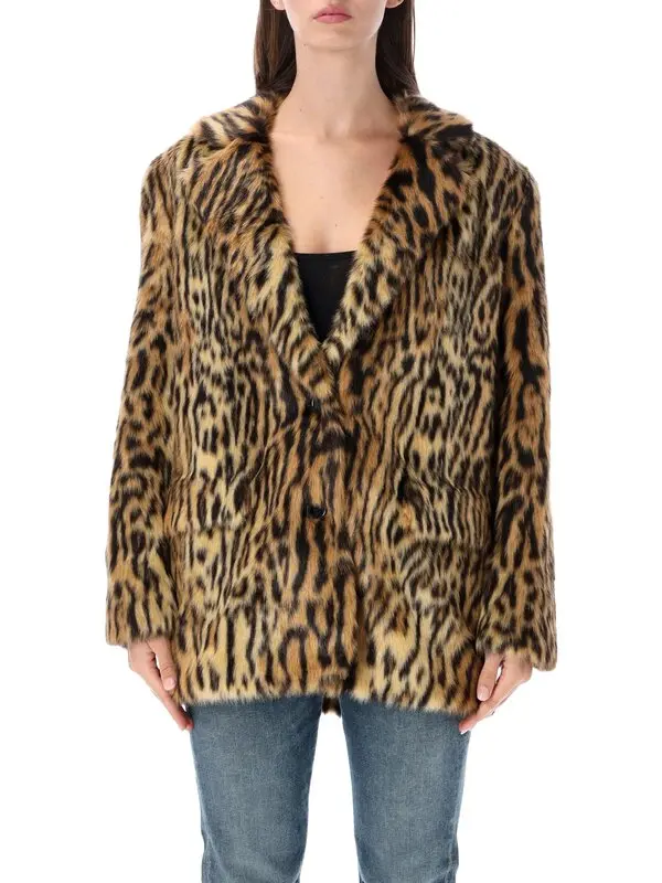 STAND STUDIO Leopard Print Faux Fur Coat - Leo