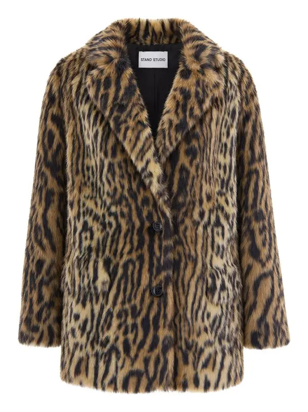 STAND STUDIO Leopard Print Faux Fur Coat - Leo