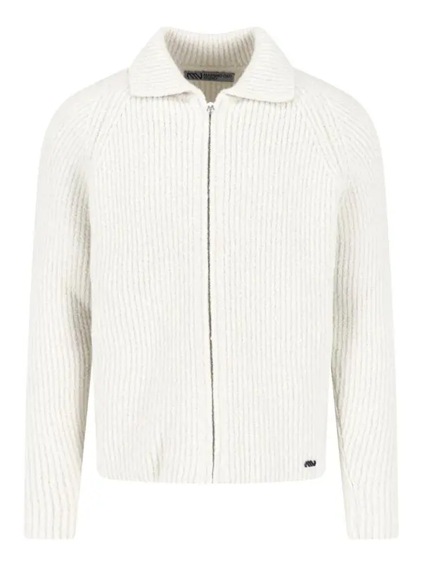 MASSIMO OSTI STUDIO Ribbed Knit Zip-up Cardigan - White