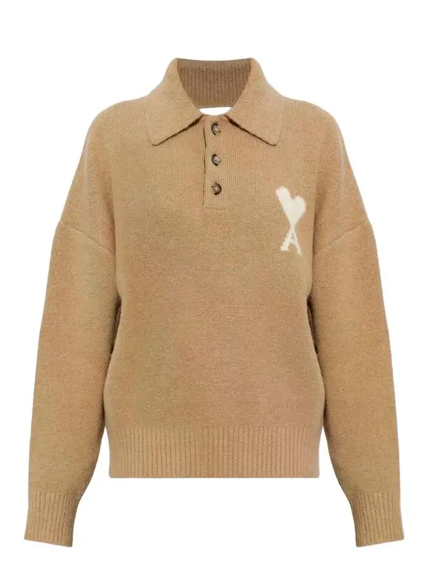 AMI Paris De Coeur Polo Shirt - Neutrals
