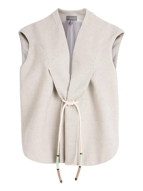 STUDIO NAMNYAK Cotton Zihi Drawstring Waistcoat - Grey
