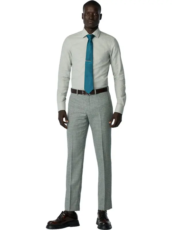 INDOCHINO Lambourn Wool Linen Dobby Light Sage Pants - Green