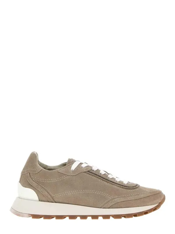 Brunello Cucinelli Dove Grey Suede Sneakers - Gray