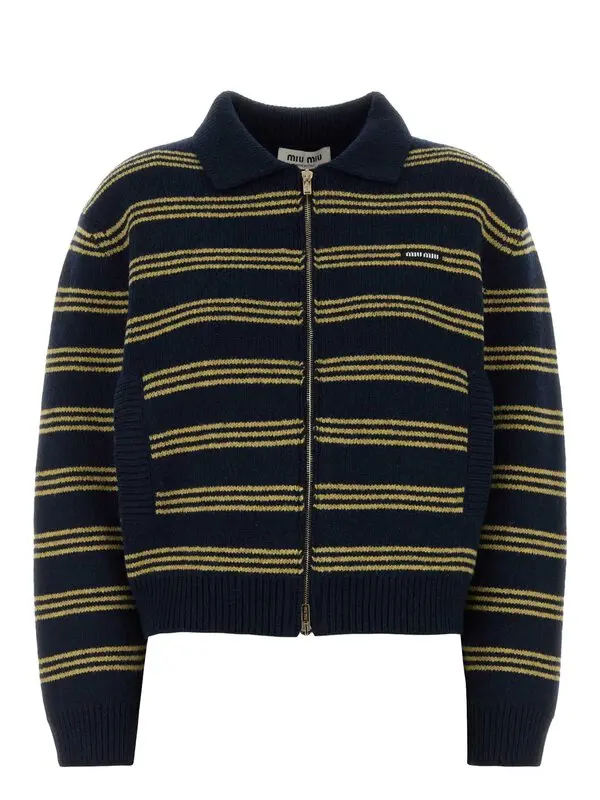 Miu Miu Embroidered Wool Blend Cardigan - Multicolor