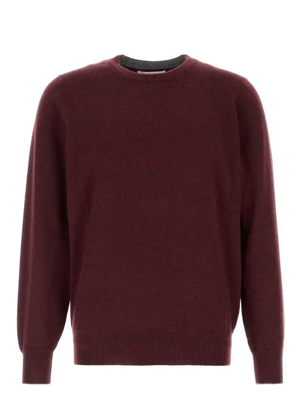 Brunello Cucinelli Melange Burgundy Cashmere Sweater - Red