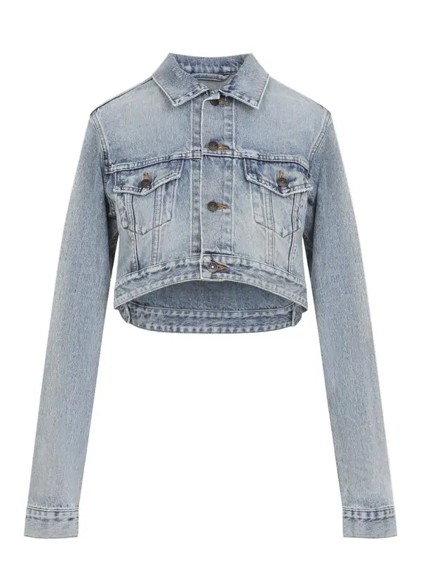 Balenciaga Cropped Cotton Jacket - Blue