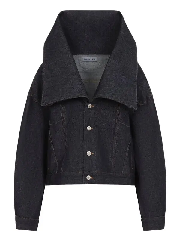 Balenciaga Standing Collar Boxy Jacket - Blue