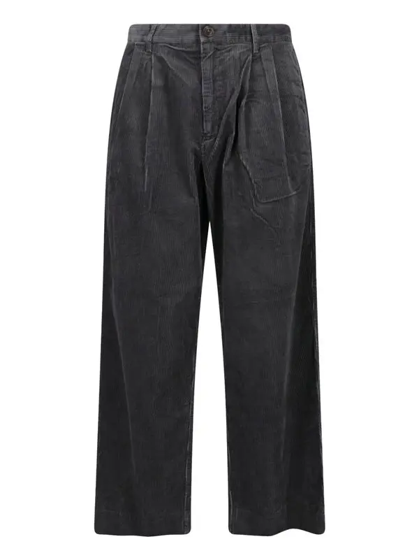 Paul Smith Wide-leg Corduroy Pleated Trousers - Grey