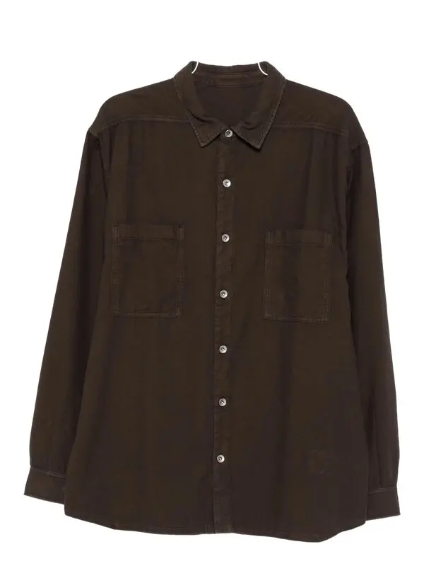 Rick Owens Cotton Shirt With Chest Pockets - Brown