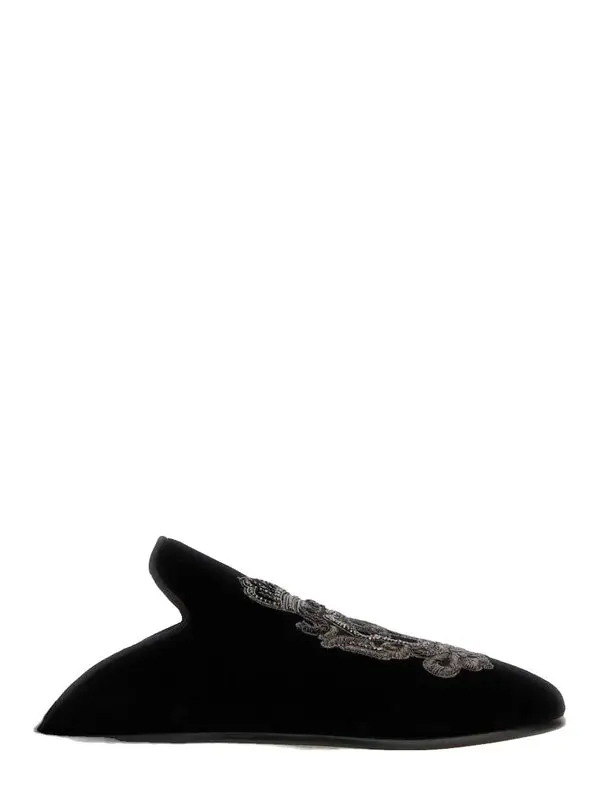 Dolce & Gabbana Velvet Slippers - Black