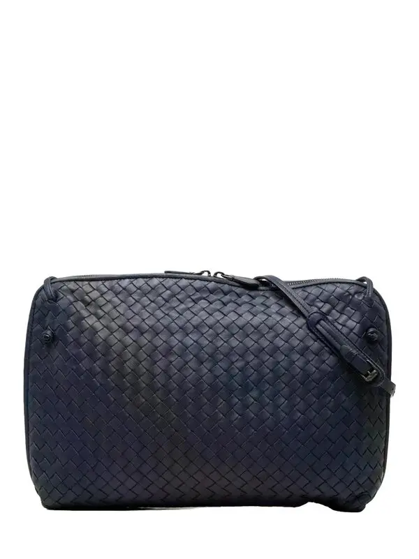 Bottega Veneta 2012-2026 Large Nappa Intrecciato Nodini Crossbody Bag - Blue