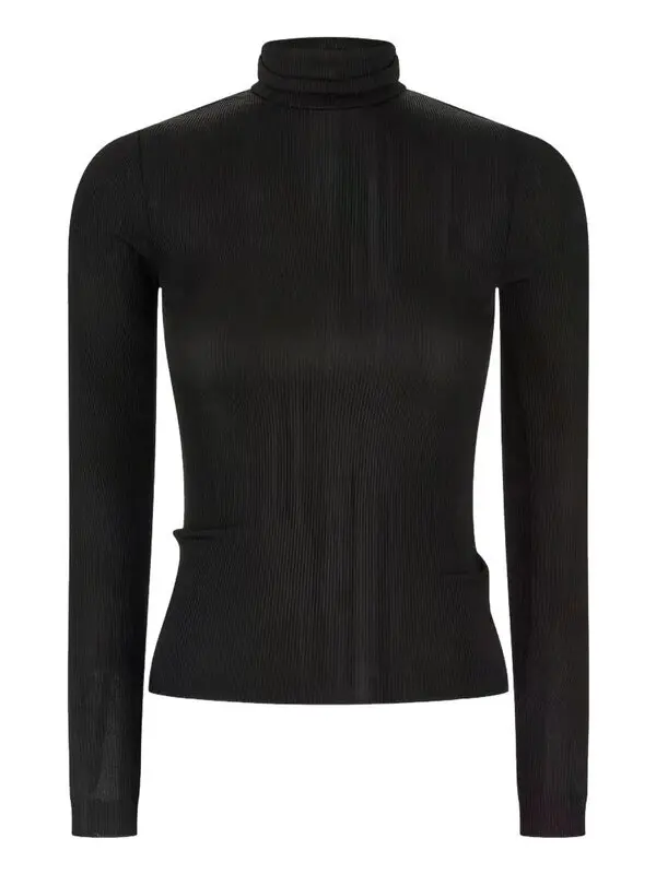 AGOLDE Caryle Ribbed-knit Roll-neck Top - Black
