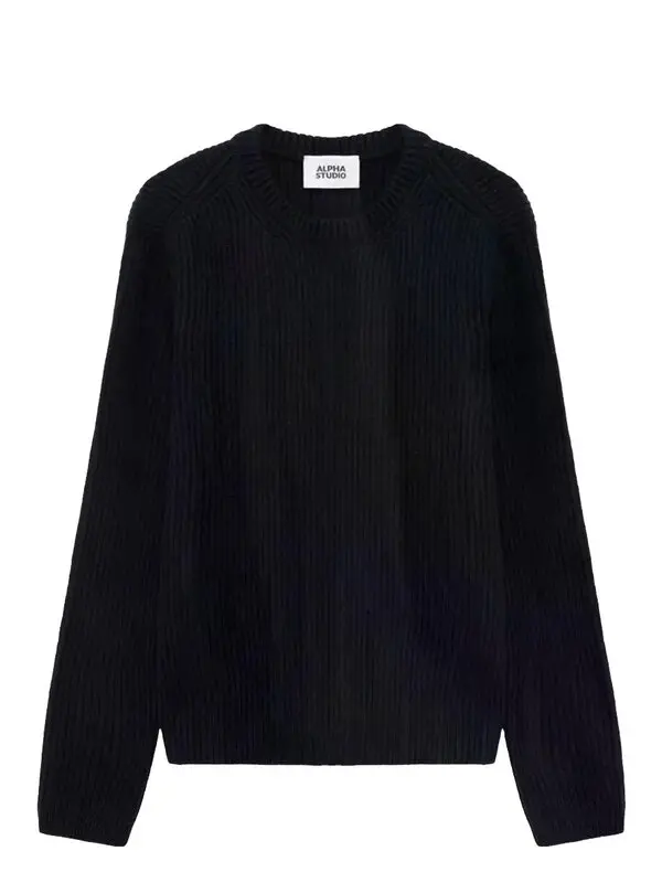 Alpha Studio Ribbed-knit Crew-neck Sweater - Blue