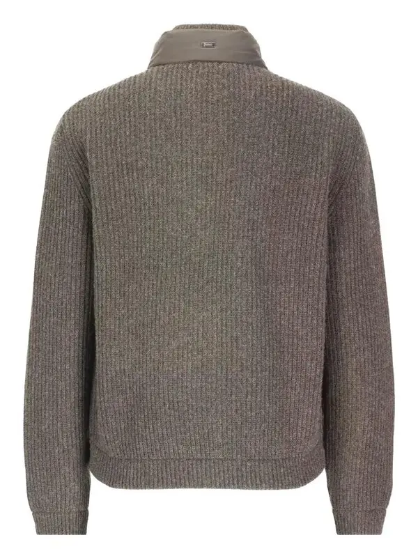 Herno Quilted-panel Ribbed-knit Jacket - Grey