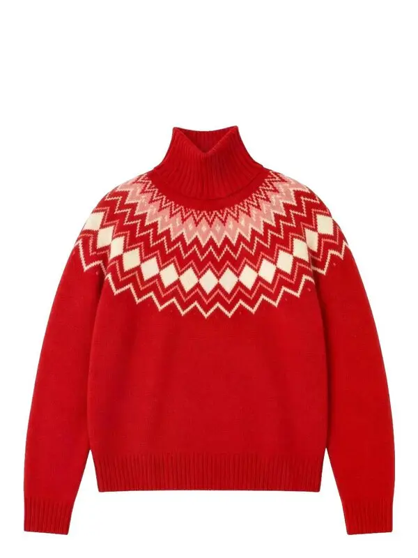 Chinti & Parker Fair Isle Roll-neck Sweater - Red