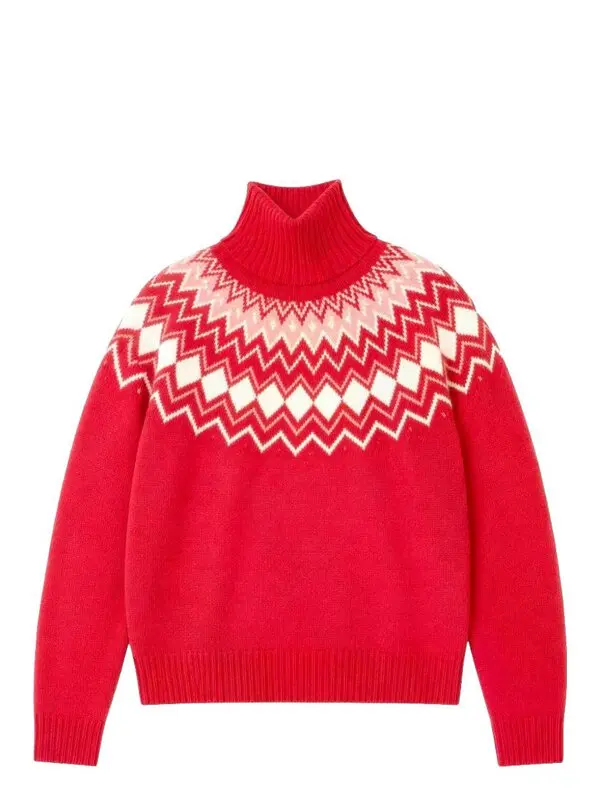 Chinti & Parker Fair Isle Roll-neck Sweater - Red