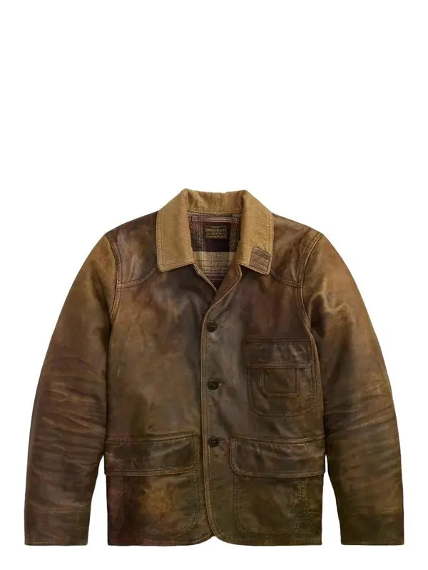 Ralph Lauren Corduroy-collar Leather Jacket - Brown