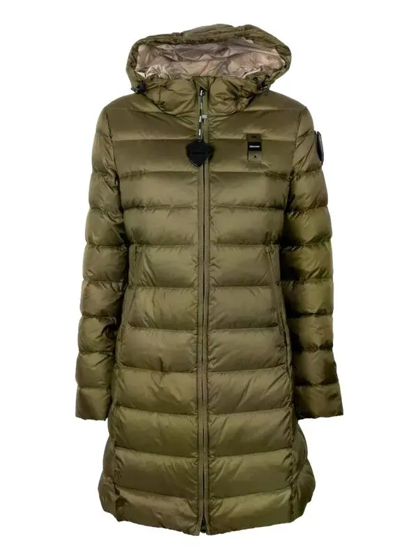 BLAUER. Quilted Hooded Logo-patch Jacket - Green
