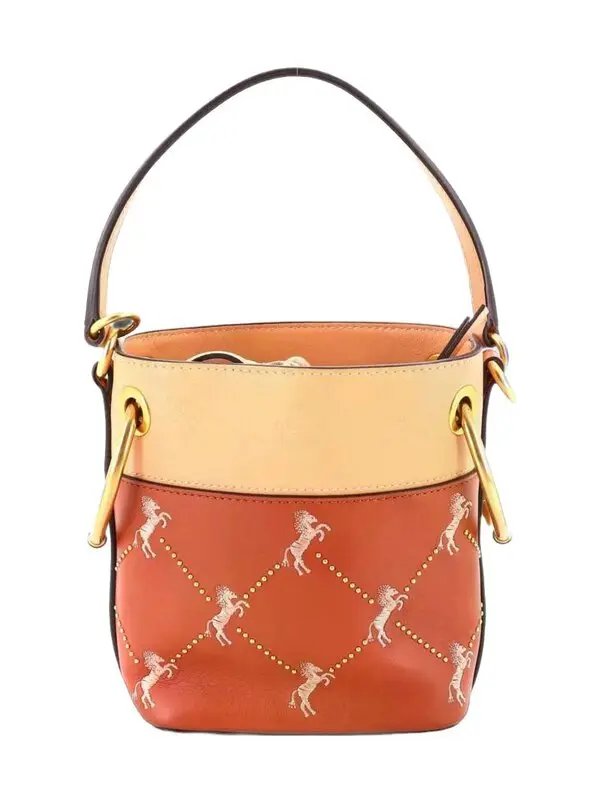 Chloé Roy Embroidered Leather Mini Bucket Bag - Neutrals