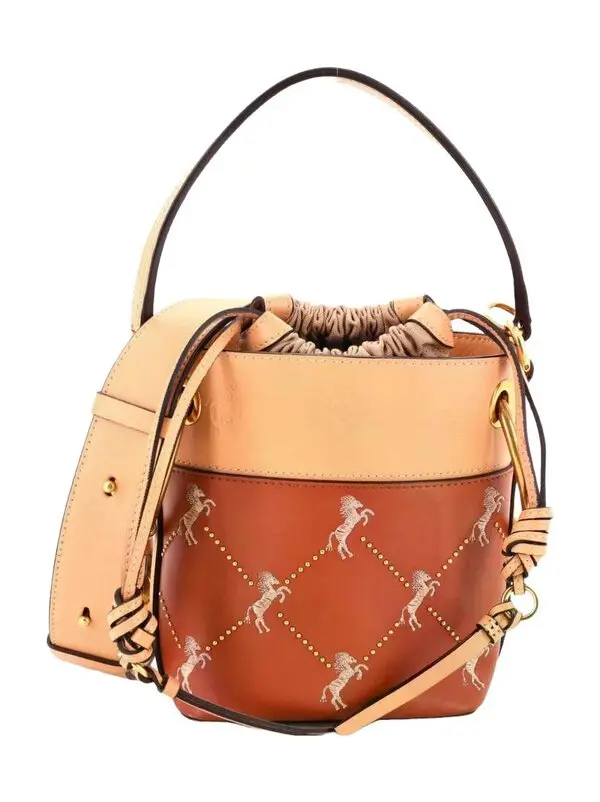 Chloé Roy Embroidered Leather Mini Bucket Bag - Neutrals