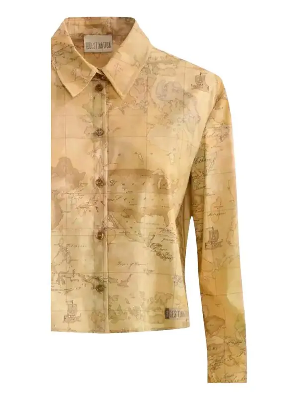 ALVIERO MARTINI 1° CLASSE Geo Classic Bow-detail Cropped Shirt - Neutrals
